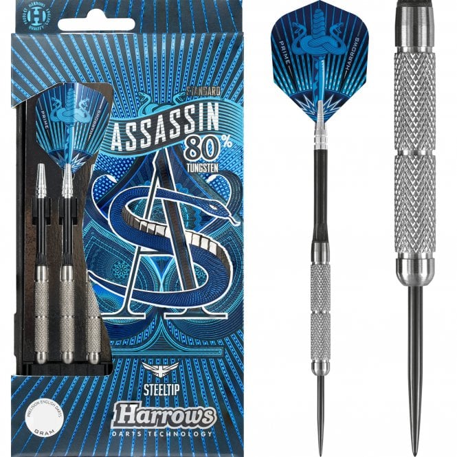 Harrows Assassin 80% Tungsten Steel Tip Heavy Darts - Knurled - 19 Gra